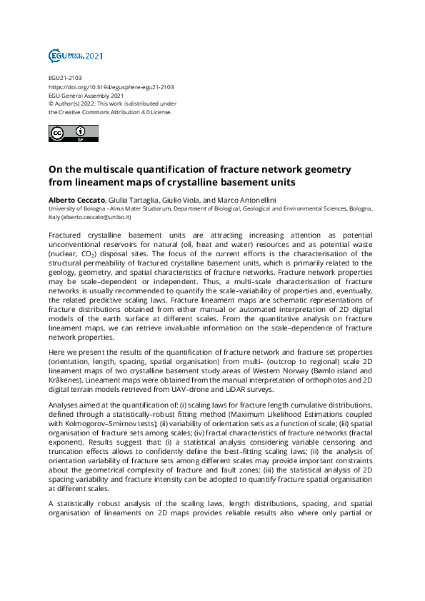(PDF) On the multiscale quantification of fracture network geometry from lineament maps of ...