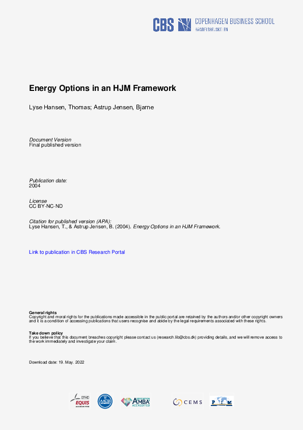 (PDF) Energy Options in an HJM framework
