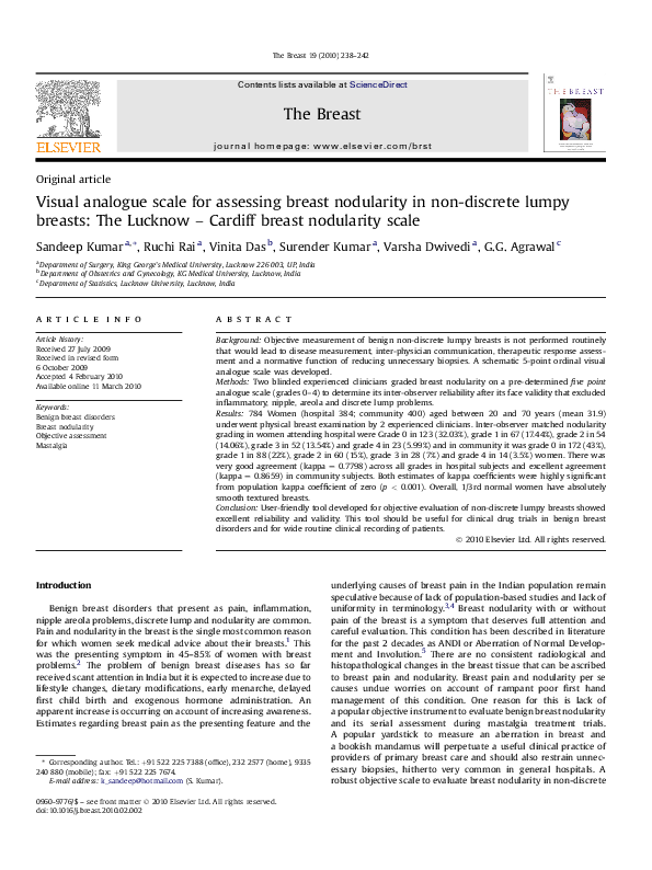 (PDF) Visual analogue scale for assessing breast nodularity in non ...