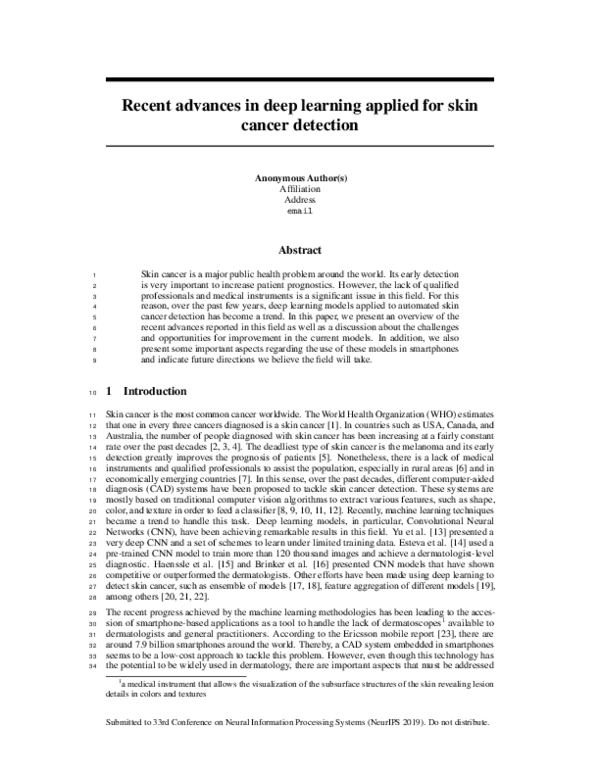 Pdf Recent Advances In Deep Learning Applied For Skin Cancer Detection