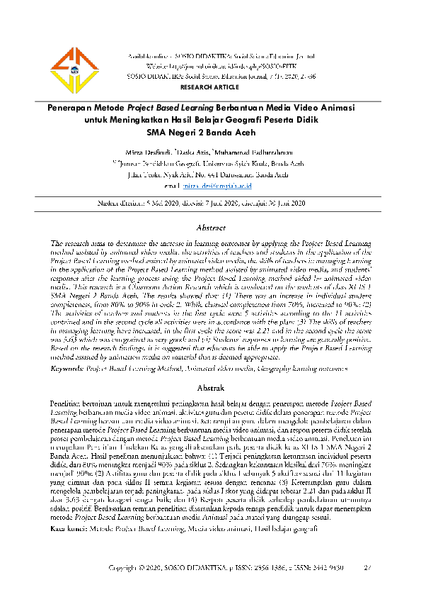 (PDF) Penerapan Metode Project Based Learning Berbantuan Media Video ...