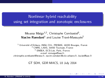 (PDF) Nonlinear hybrid reachability using set integration and zonotopic ...