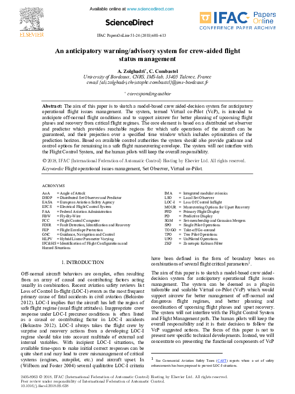 (PDF) An anticipatory warning/advisory system for crew-aided flight ...