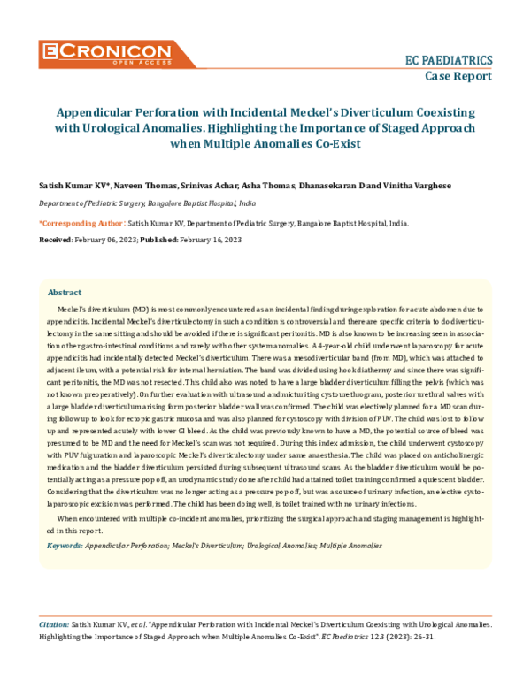 (PDF) EC PAEDIATRICS EC PAEDIATRICS Case Report Appendicular ...