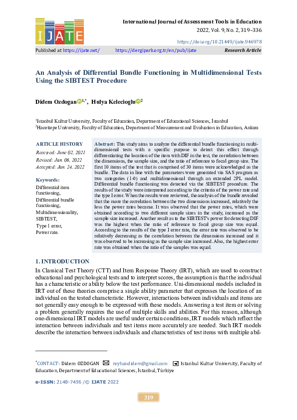 (PDF) An Analysis of Differential Bundle Functioning in ...