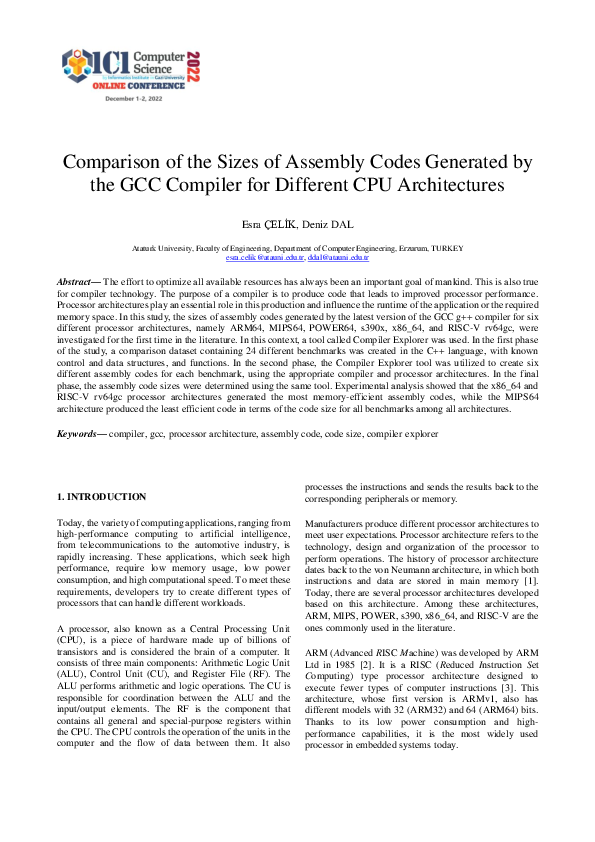 (PDF) Comparison of the Sizes of Assembly Codes Generated by the GCC ...