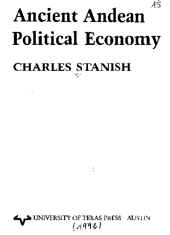(PDF) Ancient Andean Political Economy