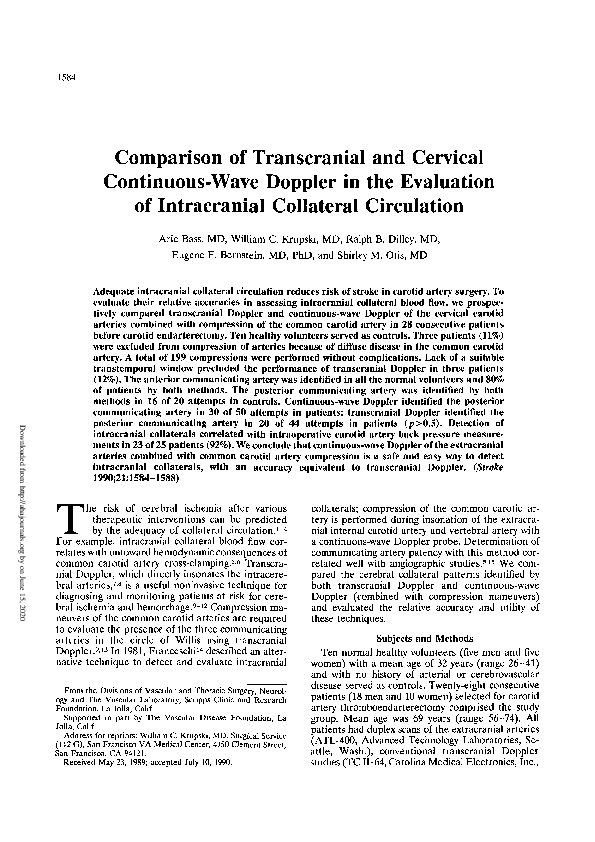 (PDF) Comparison of transcranial and cervical continuous-wave Doppler ...