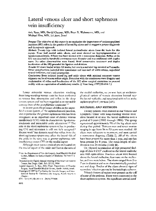 (PDF) Lateral venous ulcer and short saphenous vein insufficiency
