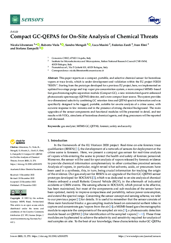 (PDF) Compact GC-QEPAS for On-Site Analysis of Chemical Threats