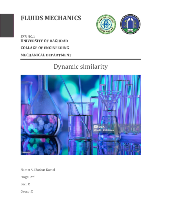 (PDF) Fluid mechanics lab. - dynamic similarity