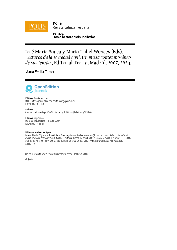 (PDF) José María Sauca y María Isabel Wences (Eds), Lecturas de la ...