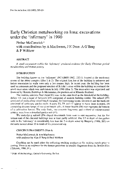 (PDF) Early Christian metalworking on Iona: excavations under the ...