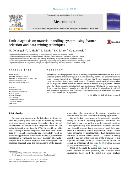 (PDF) Fault diagnosis on material handling system using feature ... (PDF) Fault diagnosis on material handling system using feature ...