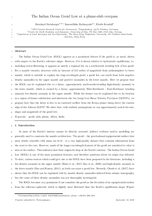 (PDF) The Indian Ocean Geoid Low at a plume-slab overpass