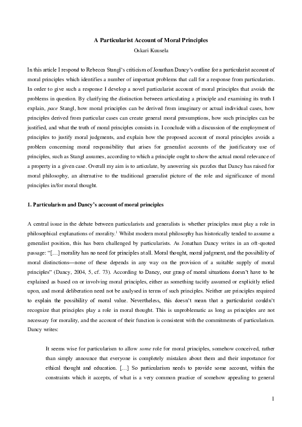 (PDF) A particularist account of moral principles