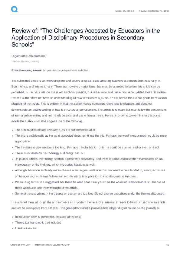 (PDF) Review of: "The Challenges Accosted by Educators in the ...