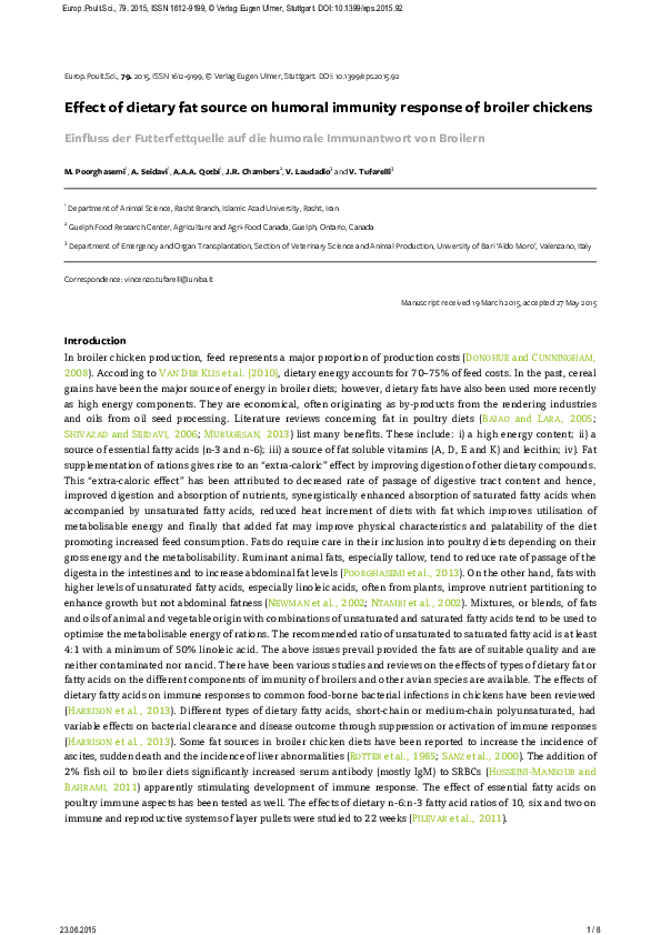 (PDF) Effect of dietary fat source on humoral immunity response of ...