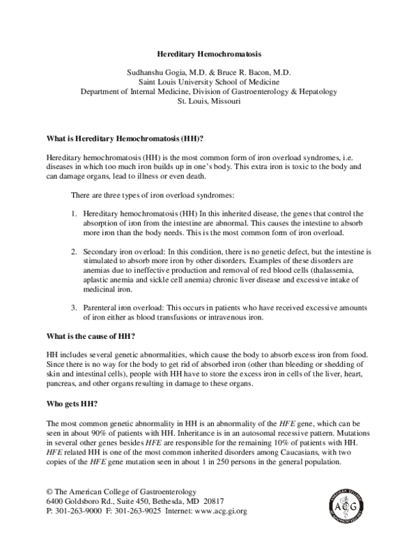 (PDF) Hereditary hemochromatosis