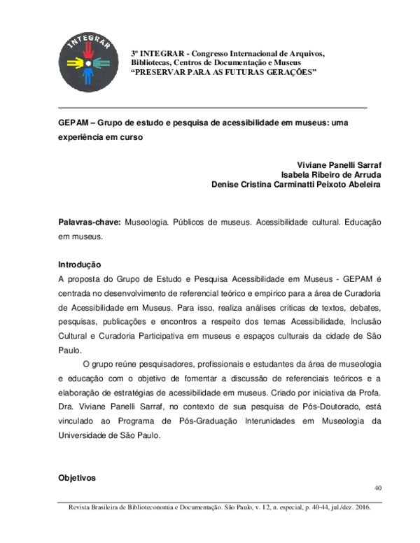 (PDF) GEPAM – Grupo de estudo e pesquisa de acessibilidade em museus ...