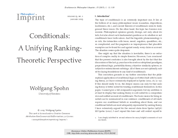 (PDF) Conditionals : A Unifying Ranking-Theoretic Perspective