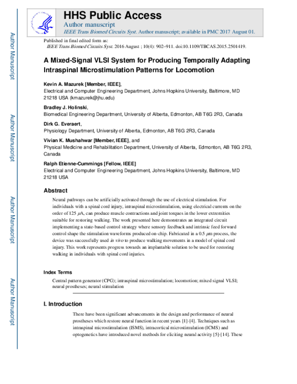 (PDF) A Mixed-Signal VLSI System for Producing Temporally Adapting ...