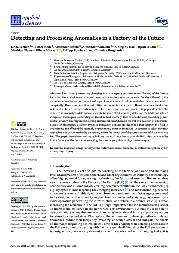 (PDF) Detecting and Processing Anomalies in a Factory of the Future | Matthias Glawe - Academia.edu