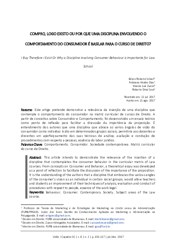 (PDF) Compro, Logo Existo Ou Por Que Uma Disciplina Envolvendo O Comportamento Do Consumidor É ...