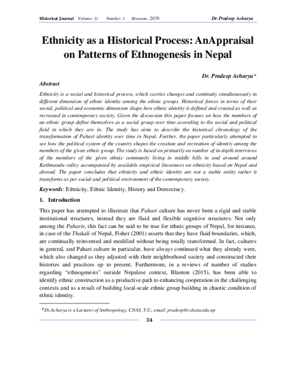 (PDF) Ethnicity as a Historical Process: An Appraisal on Patterns of ...