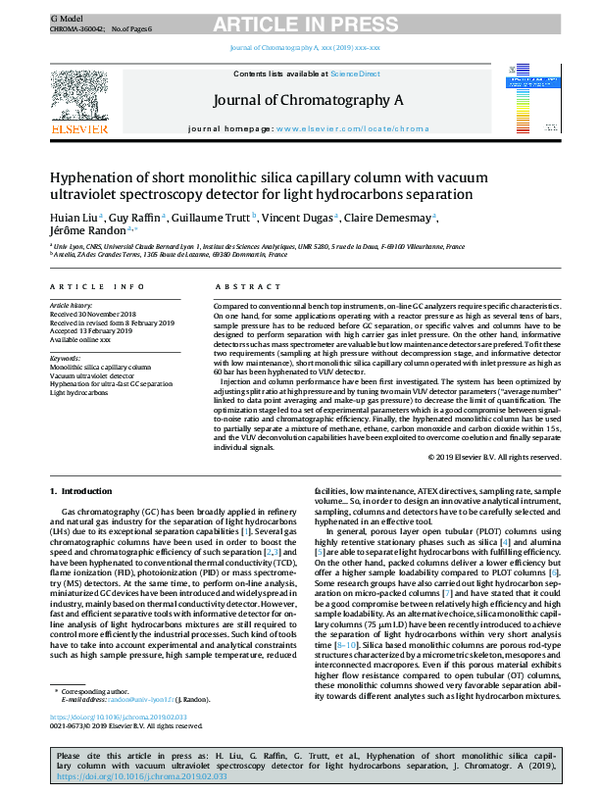 (PDF) Hyphenation of short monolithic silica capillary column with ...