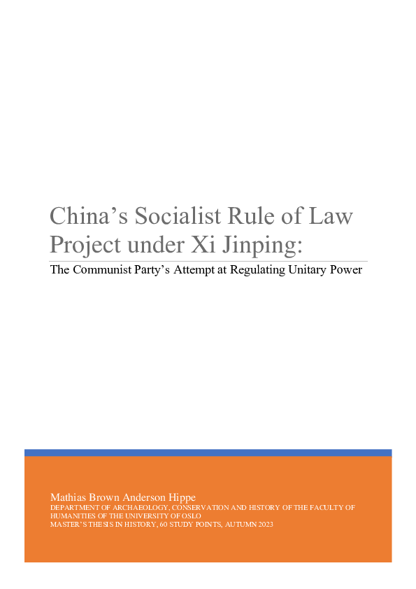 (PDF) China’s Socialist Rule of Law Project under Xi Jinping - The ...