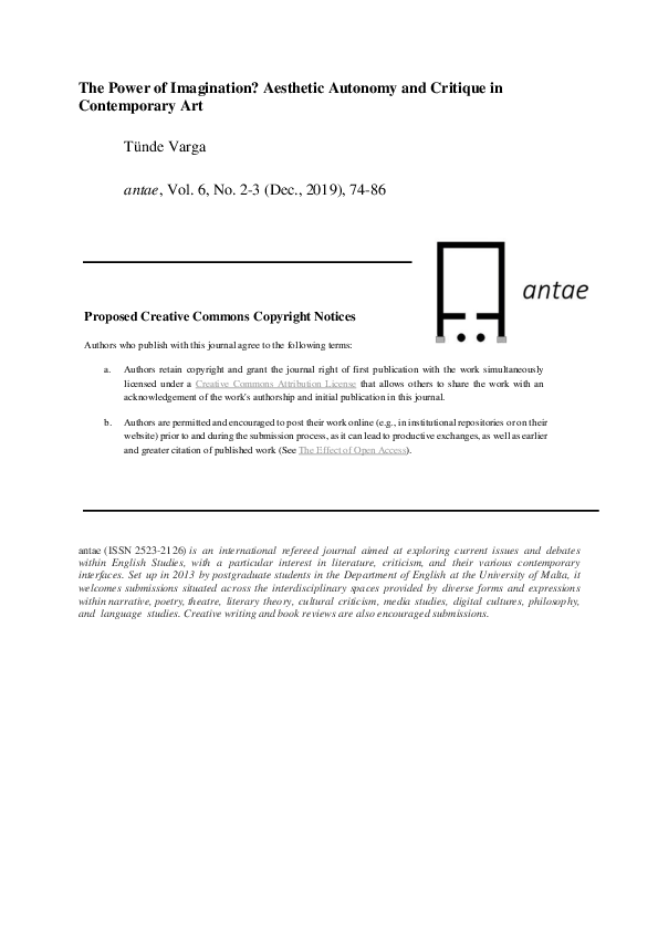 (PDF) The Power of Imagination? Aesthetic Autonomy and Critique in ...