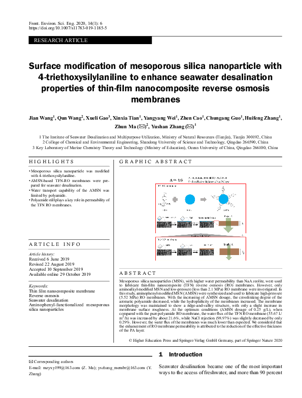(PDF) Surface Modification of Mesoporous Silica Nanoparticles with Hexamethyl Disilazane as ...