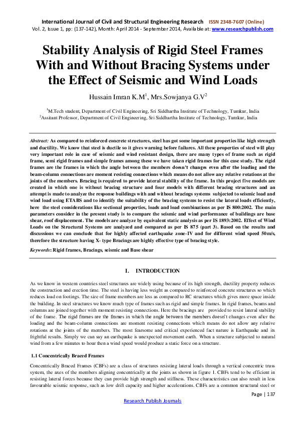 (PDF) Stability Analysis of Rigid Steel Frames With and Without Bracing ...
