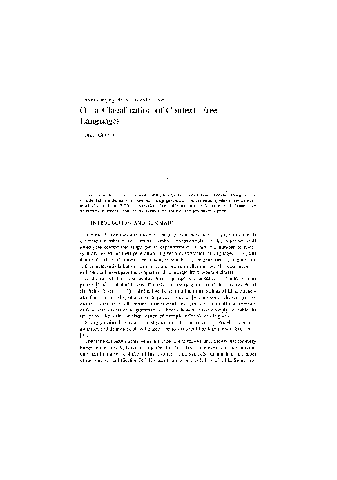 (PDF) On a classification of context-free languages