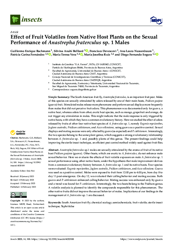 (PDF) Effect of Fruit Volatiles from Native Host Plants on the Sexual ...
