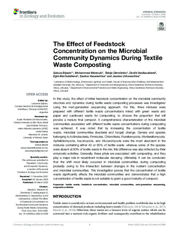 (PDF) The Effect of Feedstock Concentration on the Microbial Community ...