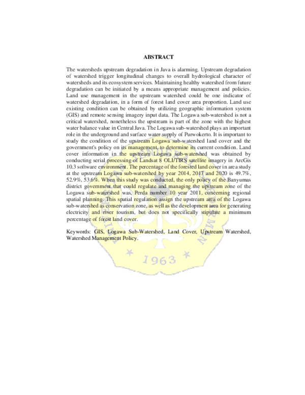 (PDF) Analisis Tutupan Lahan dan Kebijakan Tata Pengelolaan Hulu Sub ...