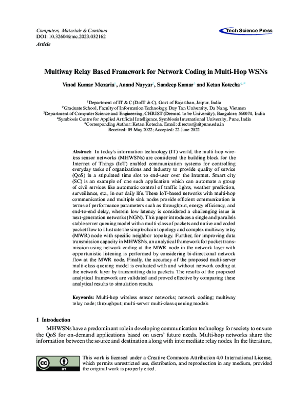 Pdf Multiway Relay Based Framework For Network Coding In Multi Hop Wsns