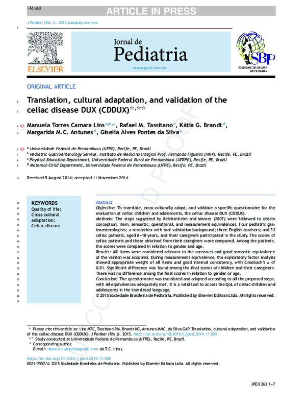 (PDF) Translation, cultural adaptation and validation of the Systemic ...