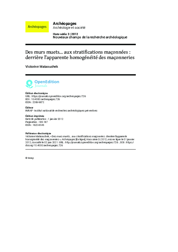 (PDF) Nouveaux champs de la recherche archéologique | Victorine ... (PDF) Nouveaux champs de la recherche archéologique | Victorine ...