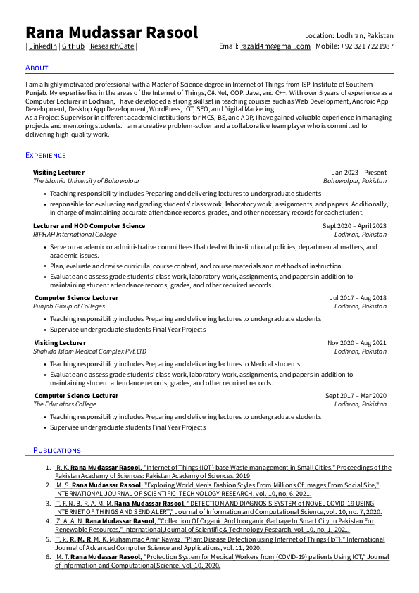 (PDF) Rana Mudassir Rasool Resume