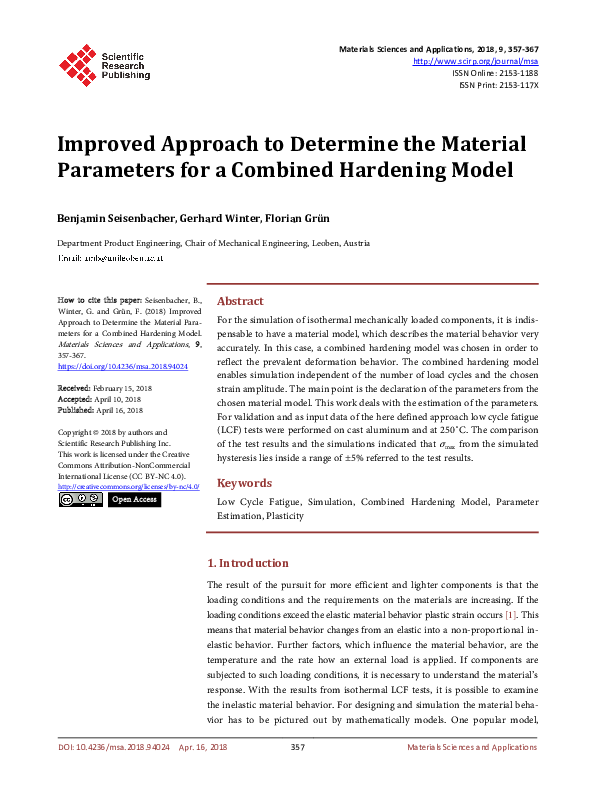 (PDF) Improved Approach to Determine the Material Parameters for a ...