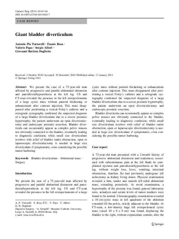 (PDF) Giant bladder diverticulum