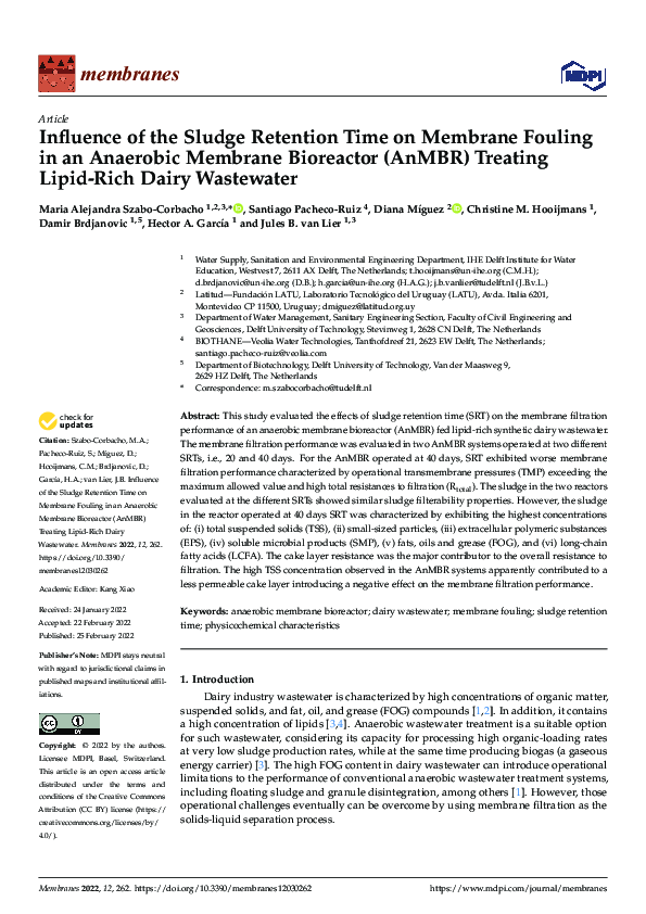 (PDF) Influence of the Sludge Retention Time on Membrane Fouling in an ...