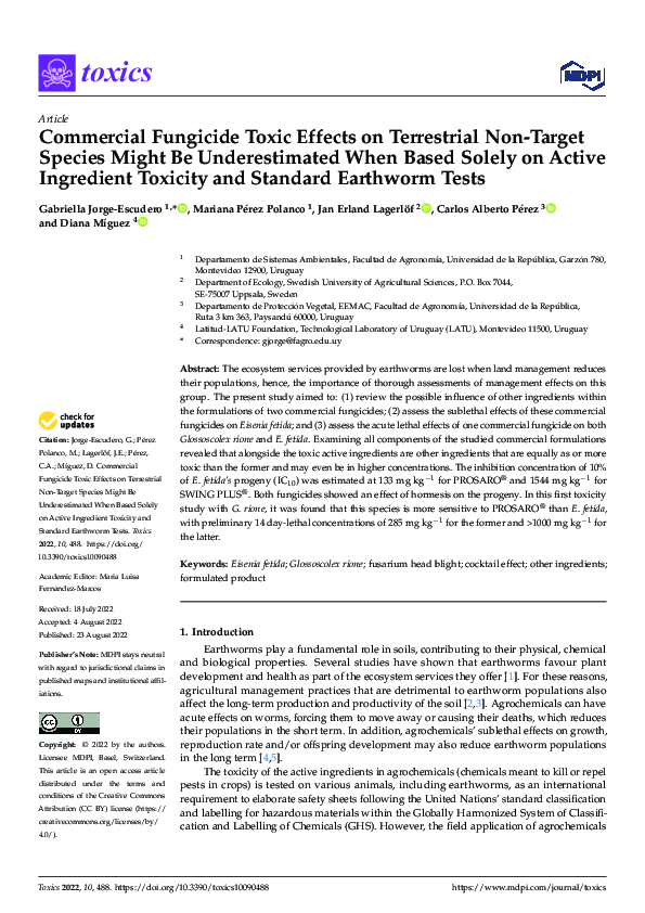(PDF) Commercial Fungicide Toxic Effects on Terrestrial Non-Target ...