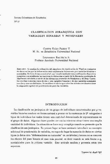 (PDF) Clasificación jerárquica con variables binarias y nominales