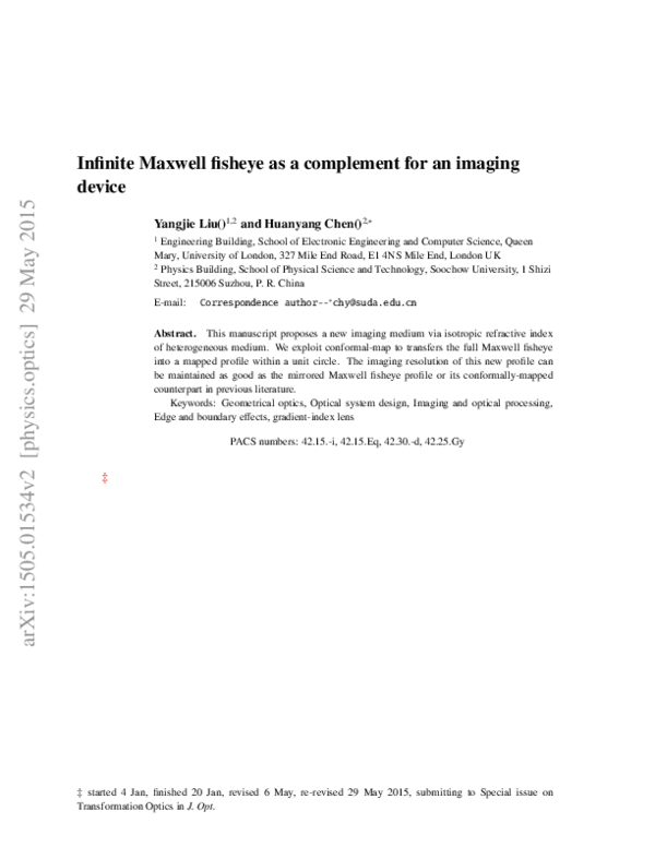 (PDF) Infinite Maxwell fish-eye lens as a complement for an imaging ...