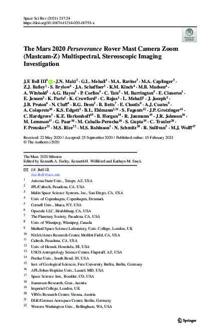 (PDF) The Mars 2020 Perseverance Rover Mast Camera Zoom (Mastcam-Z ...
