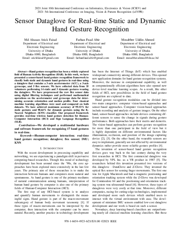 Pdf Sensor Dataglove For Real Time Static And Dynamic Hand Gesture